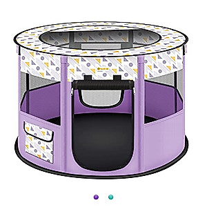 TASDISE Portable Pet Playpen, Foldable Dog Playpen, Exercise Kennel Tent for Puppy, Dog, Cat, Rabbit, Great for Indoor Outdoor Travel Use,Come with Free Carrying Case