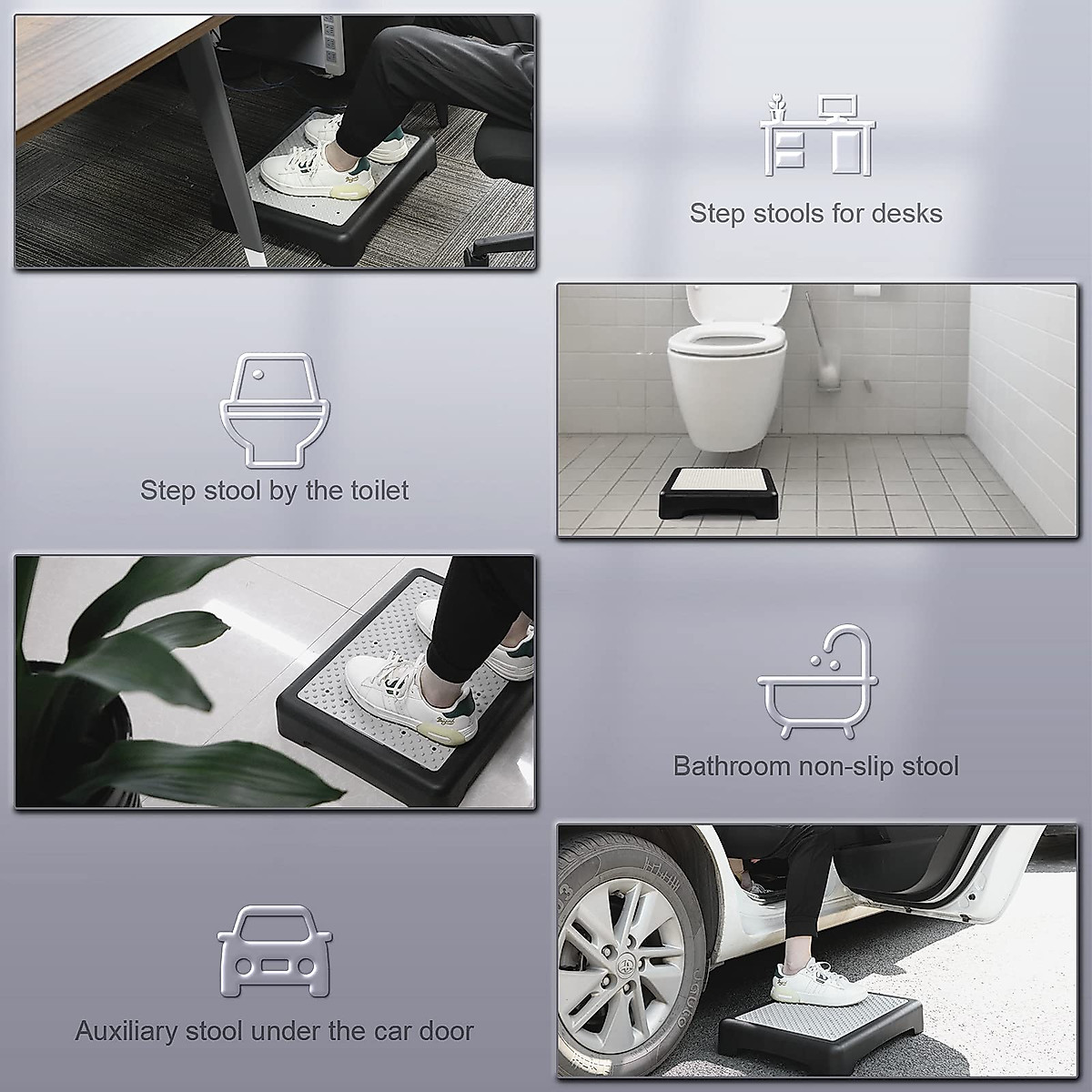 Indoor Outdoor Step Stool, 4” Portable Step Riser, Non-Slip Mobility Step Platform for Elderly & Disabled, Half Step for Stairs, Cars, Bed, Chair, Shower - Max Hold Up to 450 Lbs.