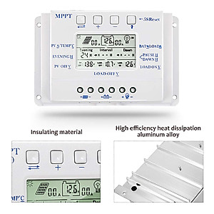 iSunergy Solar Charge Controller 30A Intelligent Solar Panel Battery Voltage Charge Regulator 12V/24V Auto Work with LCD Display for Off Grid Battery Charging