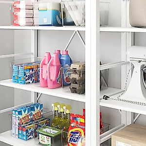 6 Pack Large Clear Storage Organizer Bins, Plastic Storage Bins Pantry Organizer Bins wit Handle, BPA Free Storage Containers for Kitchen, Refrigerator, Freezer, Countertops, Cabinet,Closet,Bathroom