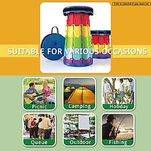 ASNUG Portable Retractable Folding Stool, Sturdy Folding Camping Stool, Max Load Capacity 550lbs,Lightweight Collapsible Telescoping Stool for Outdoor Fishing, Hiking, Camping, BBQ (Rainbow-Blue)