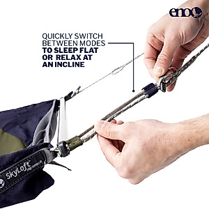 ENO Skyloft Hammock - 1 Person Portable Hammock - for Camping, Hiking, Backpacking, Travel, Festival, or The Beach - Navy/Olive