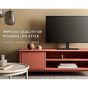 FITUEYES Universal TV Stand Table Top TV Stand for 27-55 inch LCD LED TVS Height Adjustable TV Base with Tempered Glass Base Wire Management VESA 400x400mm Holds up to 88 Pounds