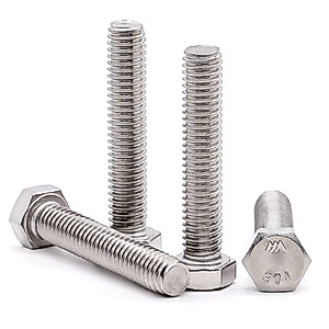 7/16-14 x 2-1/2" (8 pcs) Stainless Steel Hex Head Screws Bolts (3/8" to 6" Available), 18/8 Stainless Steel 304, Fully Threaded, Machine Coarse Thread, No Coating, Plain Finish