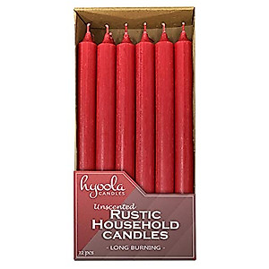Hyoola 10 Inch Dinner Candles - 12 Pack - Red Tall Candles - Unscented Rustic Candles - Long Burning Candle Sticks