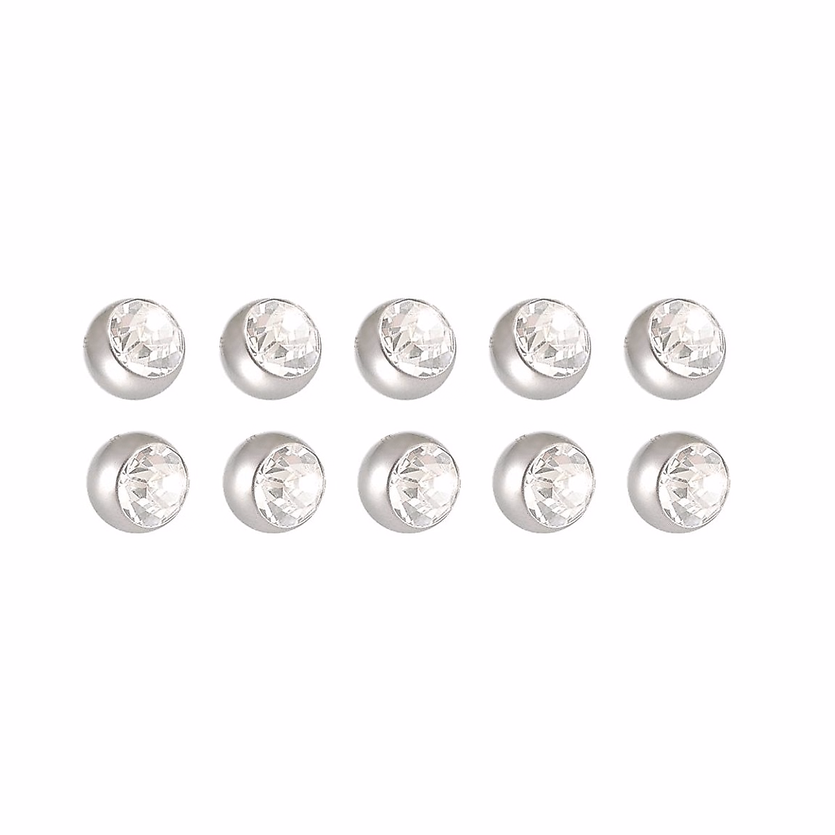 10 Replacement Belly Ring Clear Swarovski cz gem Top Ball Balls 5mm Silver 10pcs Navel Button Piercing bar Body Jewelry 14g