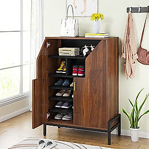 Tribesigns Large Shoe Cabinets, 23 Pairs Shoes Storage Cabinet for Mens with Doors and Adjustable Shelves for Entryway, Hallway