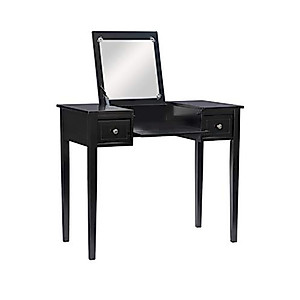 Linon Home Dcor Linon Black Butterfly Stool Vanity Set with Bench, 36"w x 18"d x 30"h,