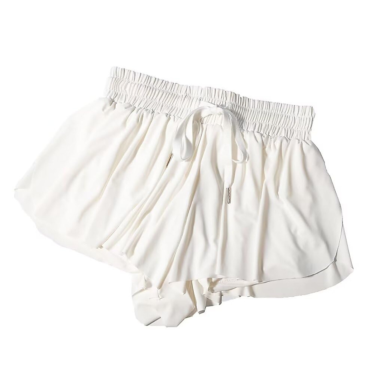 zqajuxg Girls Flowy Shorts with Spandex Liner,2 in 1 Butterfly Shorts Teen Girls with Pockets for Sports，Running，Athletic/White/8-10 Years