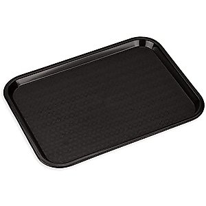 Carlisle FoodService Products Cafe Plastic Fast Food Tray, 14" x 18", Black, (Pack of 12)