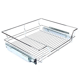 Pull Out Cabinet Organizer, Electroplated Stainless Steel Wire Basket, Under Shelf Storage Basket Sliding Organizer Drawer for Installation into 600mm Wide Kitchen Carcass