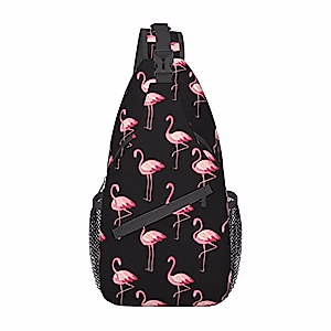 Qurdtt Pink Flamingo Sling Bag Chest Bags Crossbody Shoulder Backpack Travel Hiking Daypack For Men Women