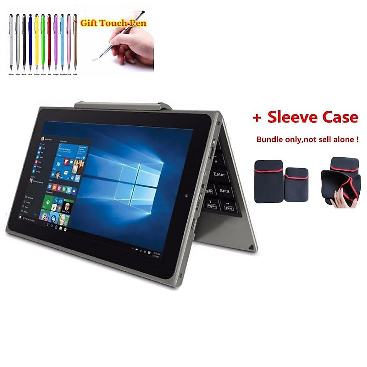 2023 11.6 INCH 4GB DDR+32G ROM 2IN1 PC Windows 10 Tablet with Keyboard KU Dual Camera Quad Core 1366 x 768 IPS WiFi PC with Keyboard / 2in1 PC