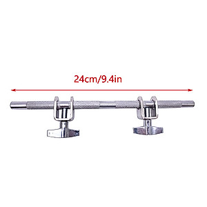 TUOREN Double Rows Cowbell Clamp Straight Rod Bass Drum Hoop Mount Cowbell Holder Up or Down Adjustment Percussion Cowbell Mount Rod Accessories