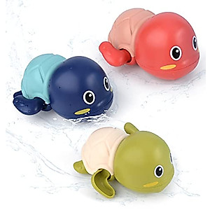 TOHIBEE Bath Toys, 3 Pack Cute Swimming Turtle Bath Toys for Toddlers 1-3, Floating Wind Up Toys for 1 Year Old Boy Girl, New Born Baby Bathtub Water Toys, Preschool Toddler Pool Toys