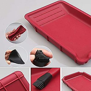 Evwoge 4Pc/Set Woodworking Glue Brush Tool Kit Silicone Soft Glue Brush Flat Scraper Glue Tray Gluing Scraper Woodworking Tools