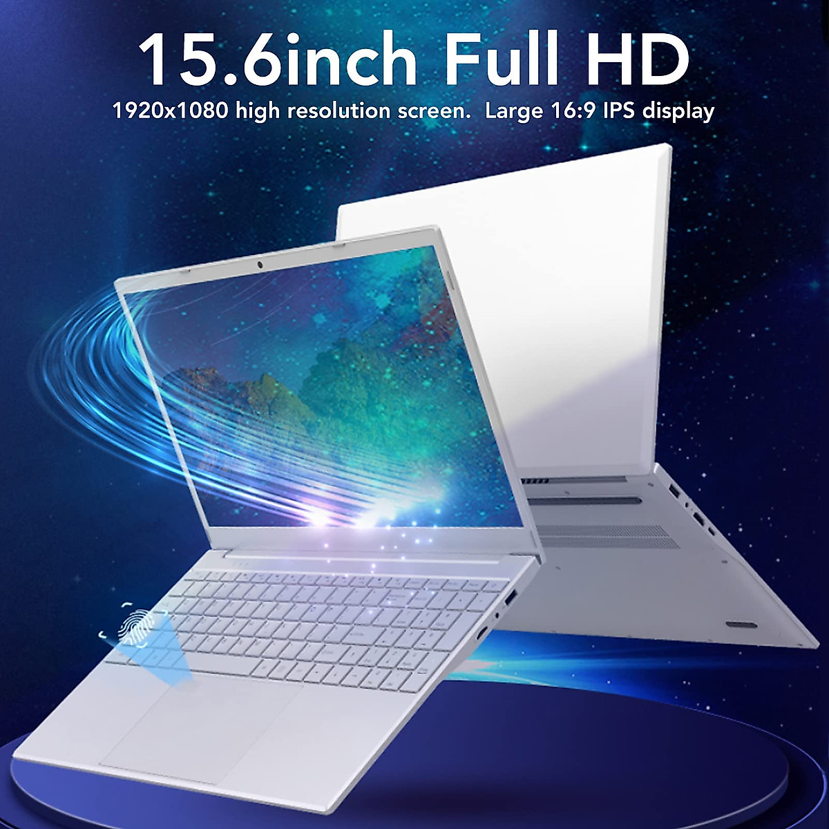 Acogedor Laptop Computer, 15.6in N5095CPU 1920x1080 IPS HD Screen Laptop, 16GB RAM, 128GB ROM, with Fingerprint Unlock, for 11