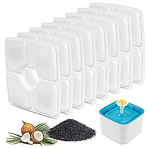 Cat Fountain Filter Replacement, Cat Water Filters with Three Stage Filtration System for 84oz/ 2.5L Automatic Pet Fountain Dog Water Dispenser, 8 Packs