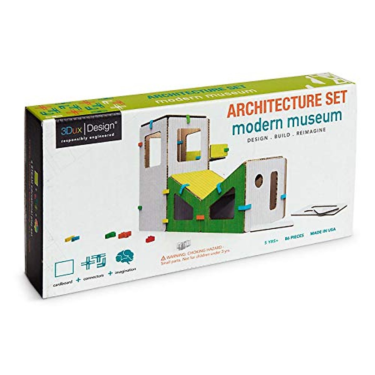 3DUX DESIGN Modern Museum Architecture Set. STEAM Toy for Early Education. Design, Build, Decorate with 86 Easy to Assemble and Reusable Pieces. Construction, Building and Open-Ended Play