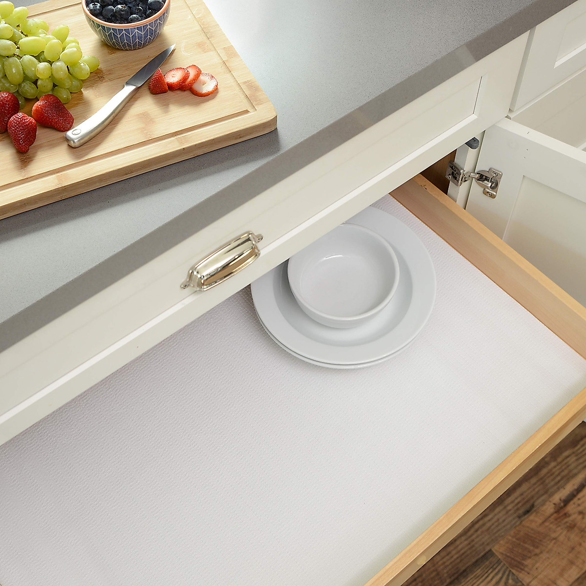 Con-Tact Brand Grip Prints Shelf Durable and NonAdhesive, Non-Slip Drawer and Cabinet Liner, 12" x 5', White, 6 Count