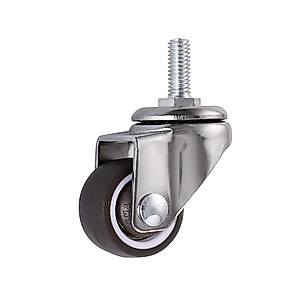 Skelang 4 Pcs 1" Swivel Stem Threaded Casters, TPE Mute Caster Wheel M6 ×15, Replacement for Carts Trolley, Baby Bed, Furniture Cabinet, Table, Total Load Capacity 99Lbs