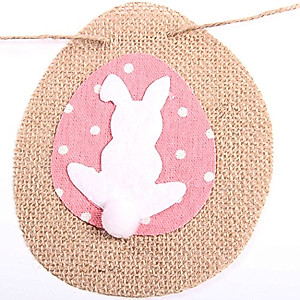 Faylapa Bunny Burlap Banner Flags Bunting for Easter Party Favors Decoration Spring Photo Prop