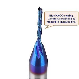 Spiral CNC Router Bits with Down Cut 1/16 inch Cutting, 1/4 inch Shank CNC Bits Solid Carbide End Mill for Wood Cut, 3D Carving Size : 1/16" X 1/2" X 1/4" X 2" HZD116 (Downcut)