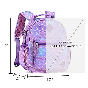 mibasies Toddler Backpack for Girls 2-4, Kindergarten Backpack for Girls, Mermaid Backpack for Preschool Daycare, Mini, Mermaid Tail