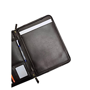 Handmade Genuine Leather Business Portfolio by Jaald | Professional Organizer Men & Women | Durable Leather Padfolio with Sleeves for documents & Notepad Compatible with Ipad pro 12.9"