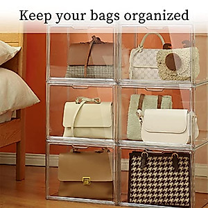 GZHOK 4 pack Clear Plastic Purse Organizer for Closet,Handbag Storage,Purse Storage Organizer,Clear Display Storage for Wallet,Shoes,Book,Cosmetic,Toys,Clothes