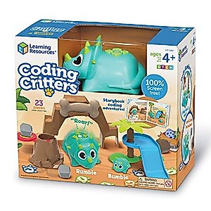 Learning Resources Coding Critters Rumble & Bumble - 23 Pieces, Ages 4+, Educational Learning Games, Screen-Free Early Coding Toy For Kids, Interactive STEM Coding Pet