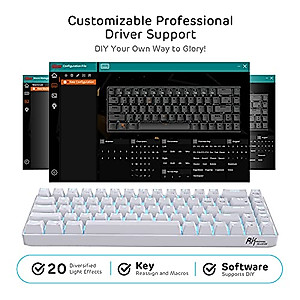 RK ROYAL KLUDGE RK68 Wireless Hot Swappable 65% Mechanical Keyboard, 68 Keys Compact BT5.0 Gaming Keyboard with Stand-Alone Arrow/Control Keys, Quiet Red Switch