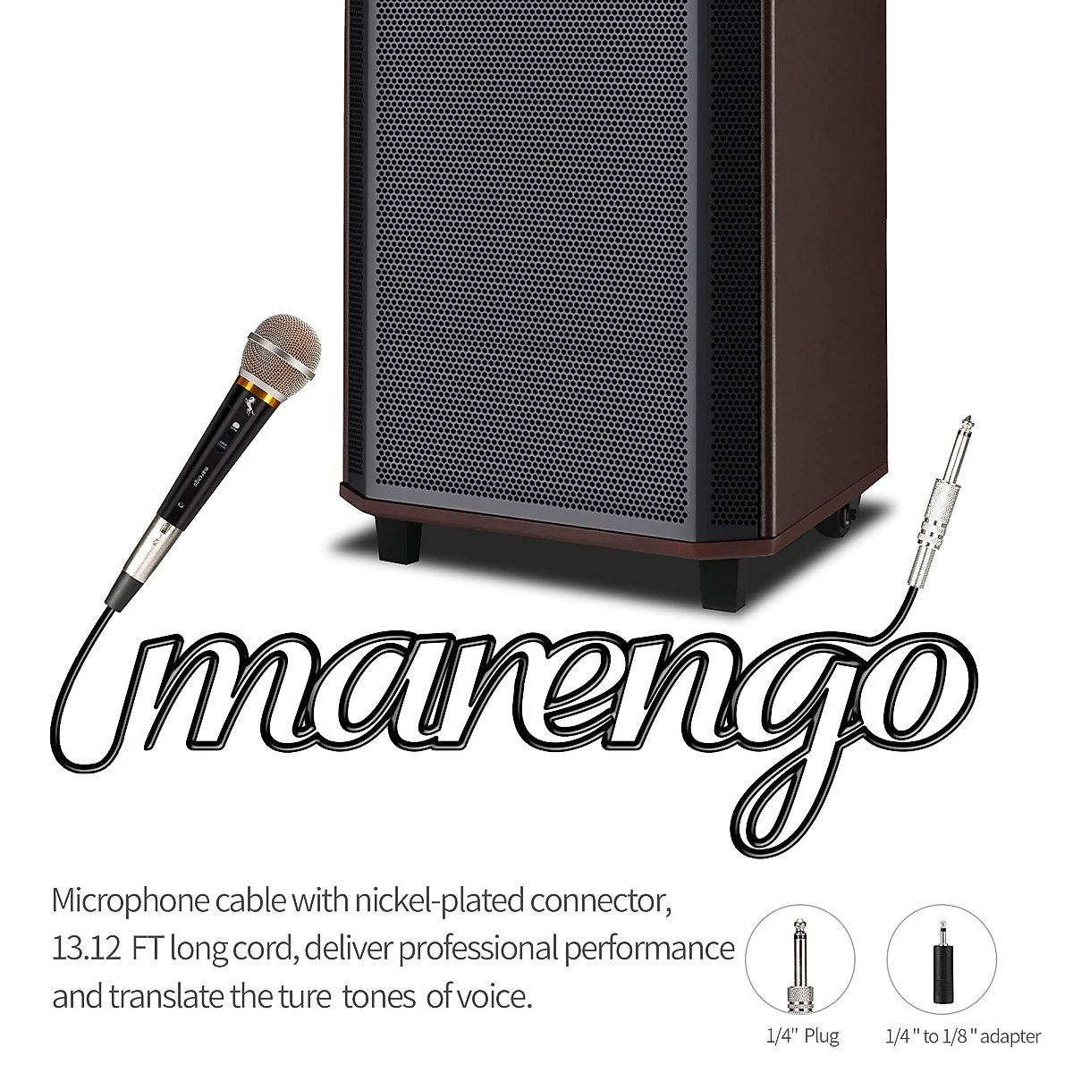 Marengo Handheld Dynamic Microphone for Karaoke Singing, Wired XLR Microphone with On and Off Switch and 13ft Detachable XLR Cable