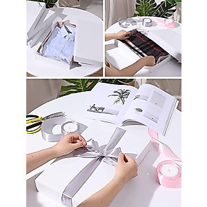 MESHA 10 PC Boxes for T-shirt Gifts in Bulk, Extra Large White Gift Boxes with Lids for Presents, Stockings, Clothes, Sweater, Robe 17"X11"X2.4" White Wrapping Clothing Boxes for Valentine's Day, Father's Day, Birthday