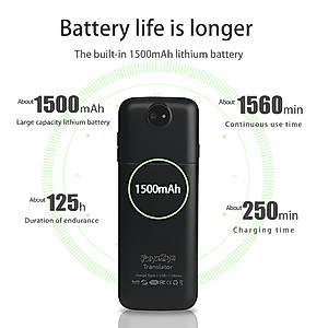 Language Translator Portable Instant Translator Device Support WiFi/Hotspot/Offline Two- Way Real Time Online 137 Languages with 2.4Inch Touch Screen Recording Smart Translator（Black）