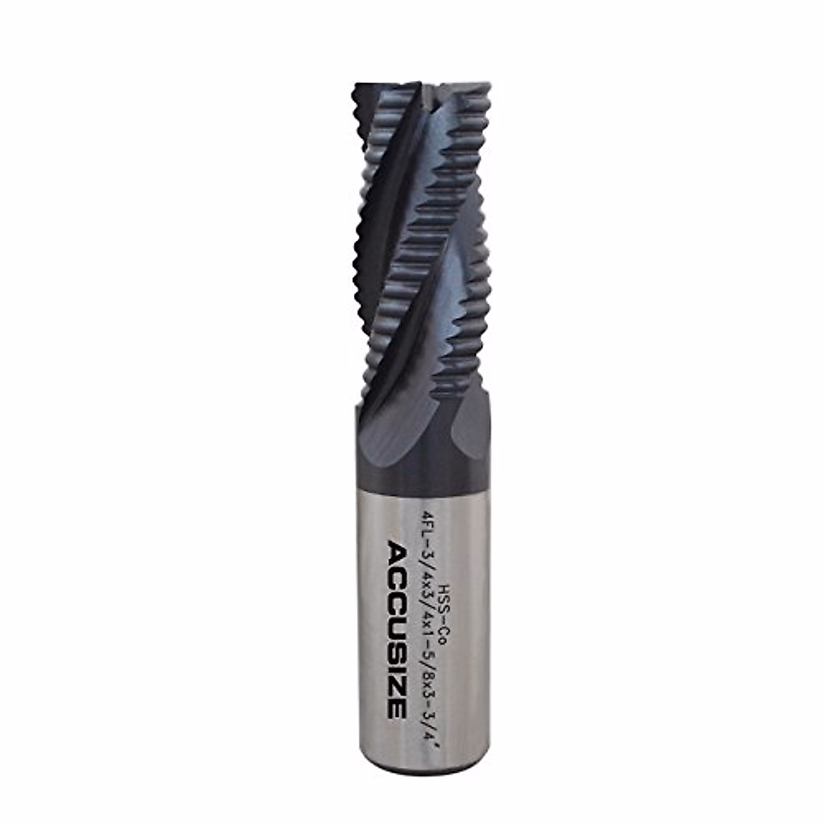 Accusize Industrial Tools Standard Tooth M42 8% Cobalt Tialn Roughing End Mill, 3/4'' by 3/4'' by 1-5/8'' Flt Length, 1102-0034