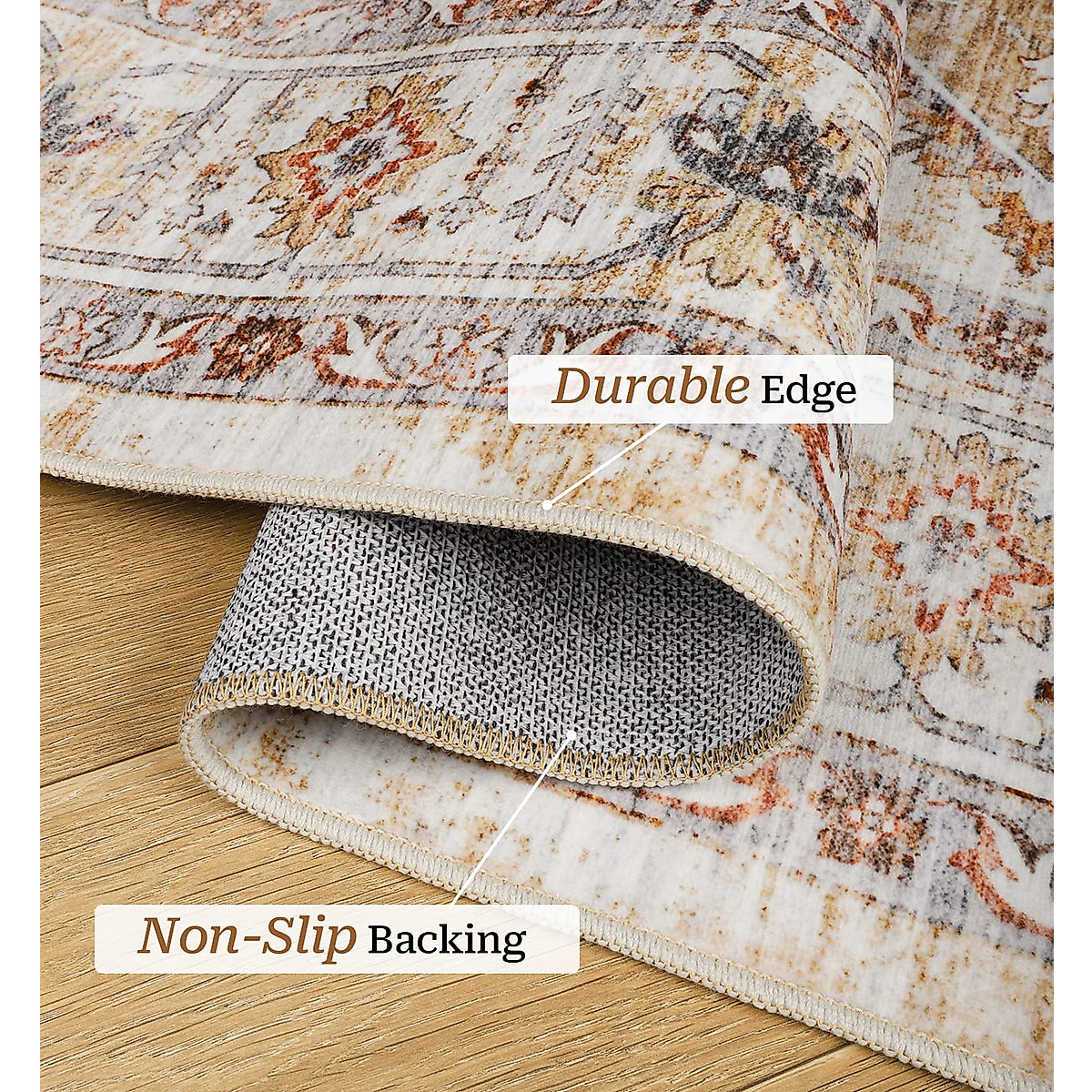 befbee 6x9 Area Rugs for Living Room,Super Soft Ultra-Thin Stain Resistant Machine Washable Rugs for Bedroom,Non-Slip Backing Large Area Rug (Turmeric/Grey, 6'x9')