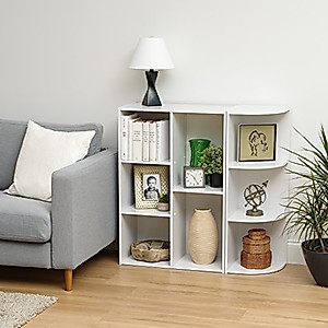 IRIS USA Small Spaces Wood, Bookshelf Storage Shelf, Bookcase, 3-Tier - Corner, White,596326