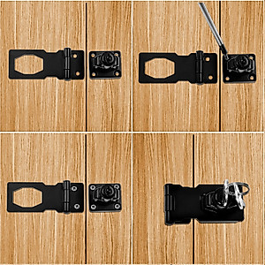 Jiozermi 2 Packs 2.5 Inch Hasp Locks with Keys, Stainless Steel Hasp Latches, Twist Knob Keyed Locking Hasp for Cabinet Small Door, Flat Black