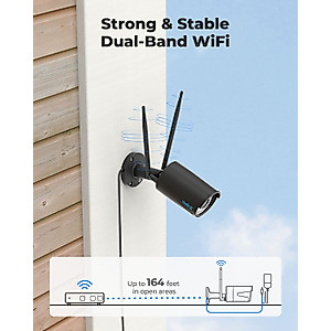 4MP WiFi OutdoorCam Bundle, White and Black, 2.4/5GHz WiFi, 100ft Night Vision, IP66 Waterproof, Smart Person/Vehicle Detection, Works with Google Assistant, RLC-410W
