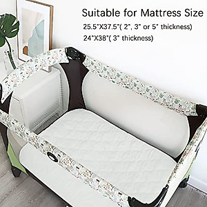 Pack and Play Sheets and Waterproof Pack n Play Mattress Protector Pad Cover 4 Pack Set, Ultra Soft Pack n Play Mattresses Sheets Compatible with Graco Pack n Play, Grey&Pink