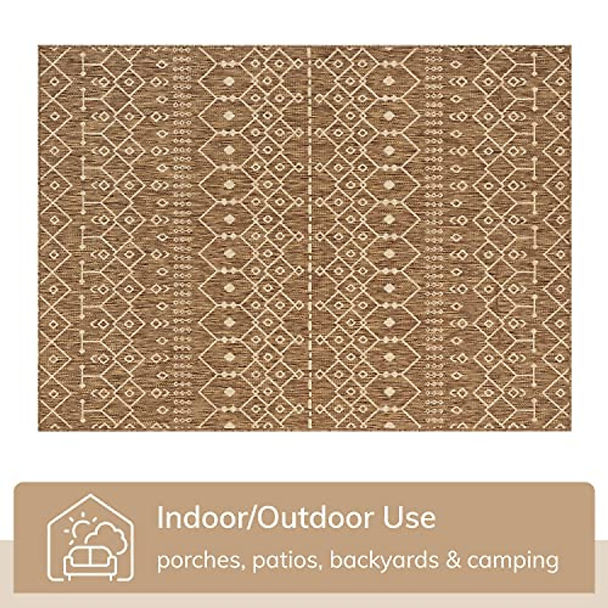 Well Woven Medusa Nord Moroccan Tribal Indoor/Outdoor Brown Flatweave 5'3" x 7'3" Area Rug
