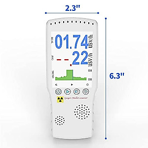 SHENGSHIYU Digital Electromagnetic Field Radiation Detector Handheld Radiation Dose Alarm High Accuracy for Pollution Monitoring Marble Radioactive Alarm,White
