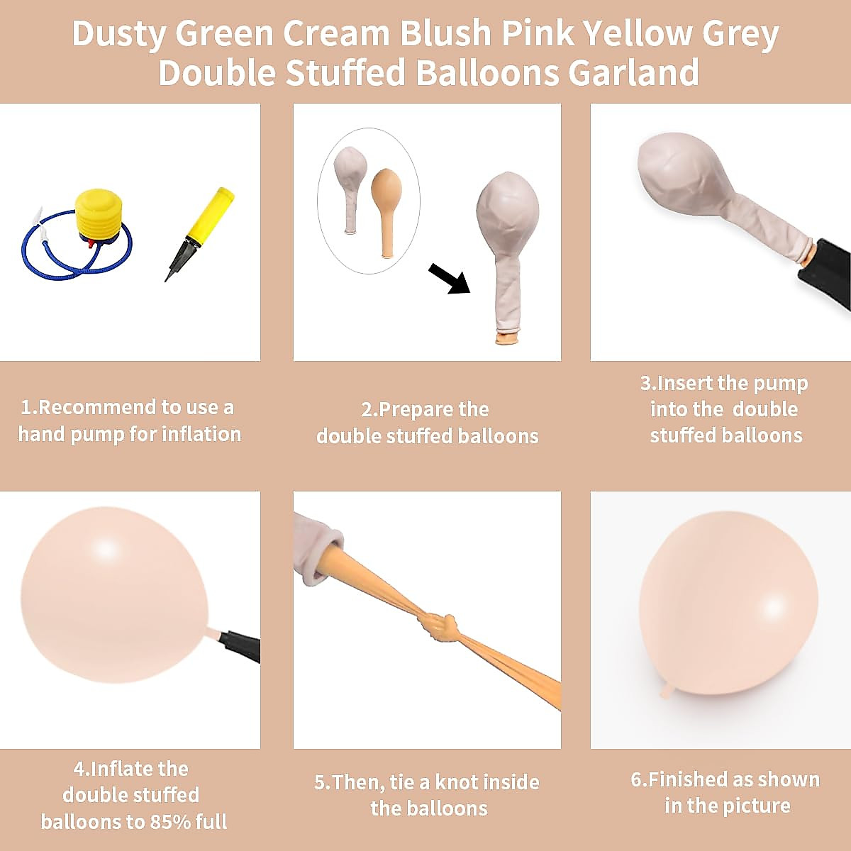 Pastel Green and Yellow Balloon Garland Arch kit - All Double Stuffed Balloons with Blush Pink Cream Grey Balloons for Birthday Baby Shower Bridal Shower Wedding Party