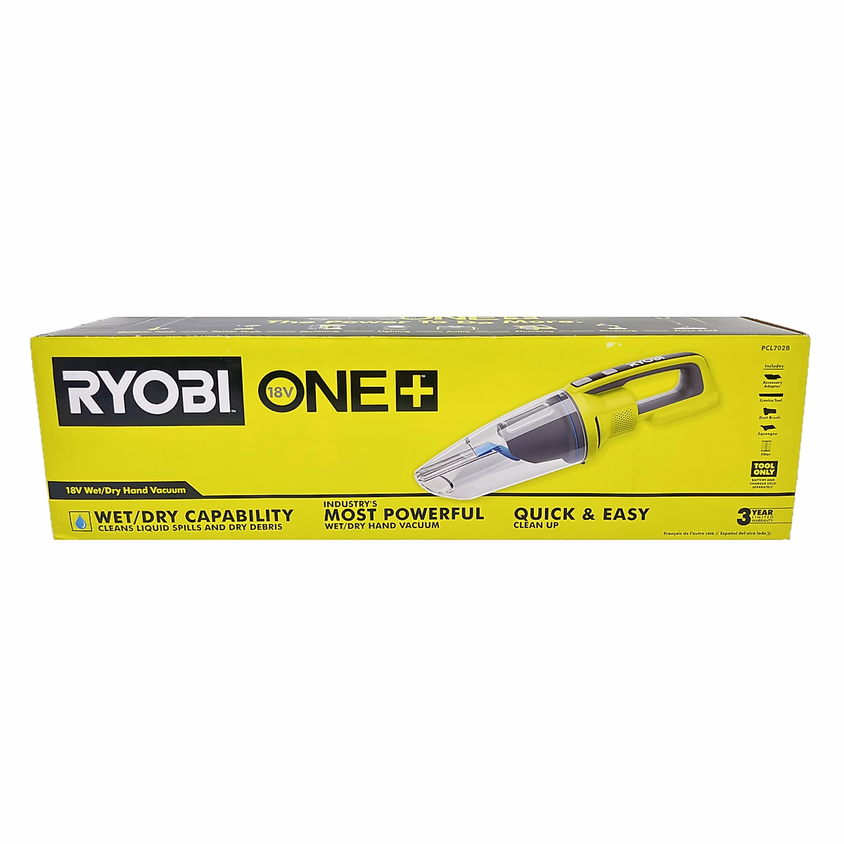 RYOBI ONE+ 18V PCL702 Cordless Wet/Dry Hand Vacuum Kit with Battery and Charger (Bulk Packaged)