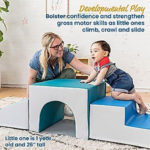 ECR4Kids SoftZone Single Tunnel Climber, Toddler Playset, Contemporary, 3-Piece