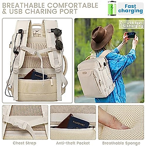 JCDOBEST Large Travel Backpack, Flight Approved Carry On Backpack for Men & Women, Large Daypack Hiking Backpack Water Resistant Lightweight Weekender Bag Outdoor Sports Rucksack Casual Pack