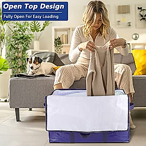 Uhogo Moving Bags Heavy Duty - 6 Pack Extra Large 110L Storage Bags with Strong Handles and Zippers - Durable, Waterproof and Space-Saving Alternative to Moving Boxes (Blue)