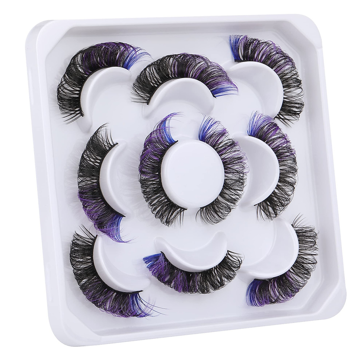 wiwoseo False Eyelashes Russian Strip Lashes Colorful Faux Mink Lashes Wispy Fluffy 20MM 3D Effect Fake Eyelashes 5 Pairs Pack