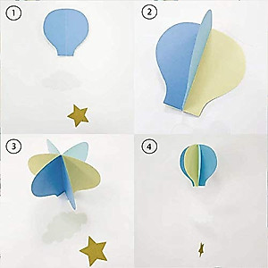 Hot Air Balloon Garland Decorations - 8 Pack Large Size Pastel Cloud Hot Air Balloon 3D Paper Garland Hanging Decorations for Wedding, Birthday, Baby Shower, Christmas Party - Blue